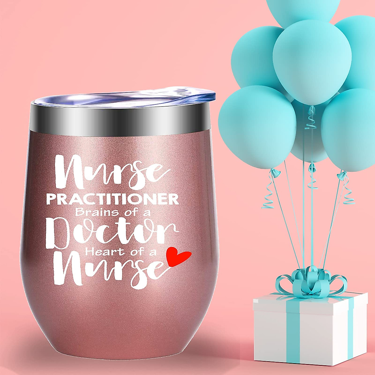 Mamihlap Nurse Practitioner Brains Of A Doctor,Heart Of A Nurse Wine Tumbler.Nurse Practitioner Gifts for Friend Daughter Women.Nurse Appreciation,Nursing School Graduation Gifts.(12 oz Rose Gold)