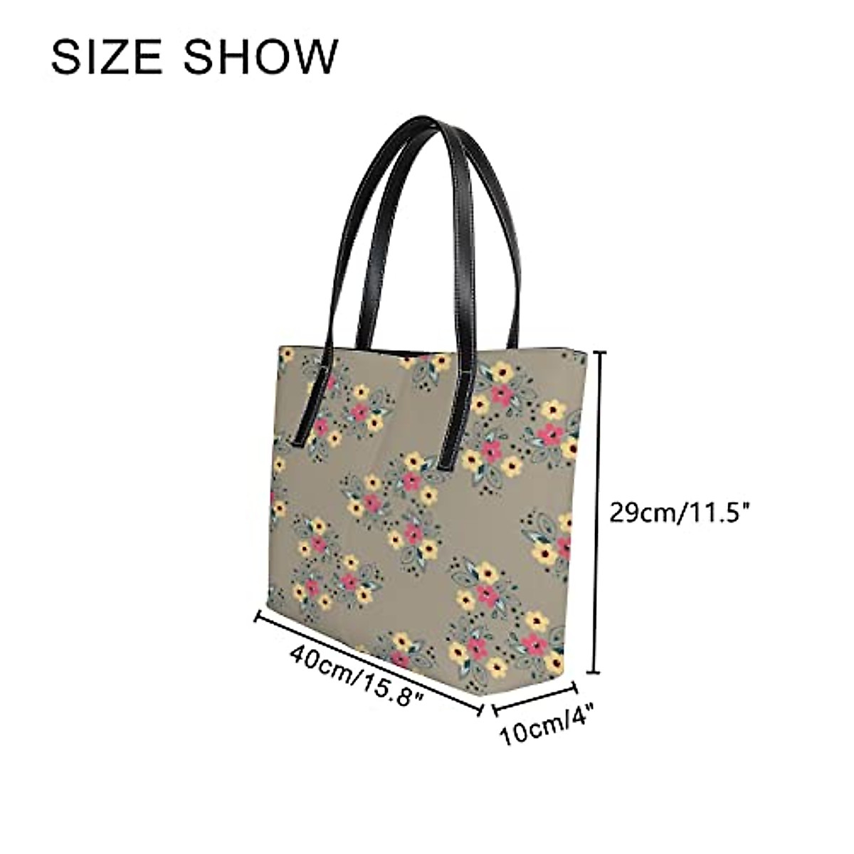 Fashion Tote Handbags Women's Soft Tote Shoulder Bag for Women Work Shopping Top Handle Satchel Bags, 15.8×4×15.4 inches,Retro Wild Flower