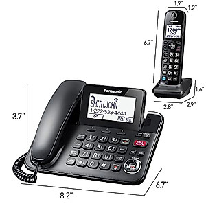 Panasonic Expandable Corded Phone System, Bluetooth Pairing for Wireless Headphones and Hearing Aids, Smart Call Block, Bilingual Talking Caller ID, 2 Handsets - KX-TGF892B (Black)