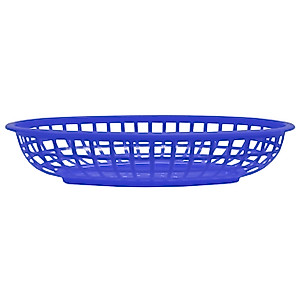 Set of 12 Blue Oval Fast Food / Deli Baskets, 9.25 by 5.67-Inch, Blue (12)