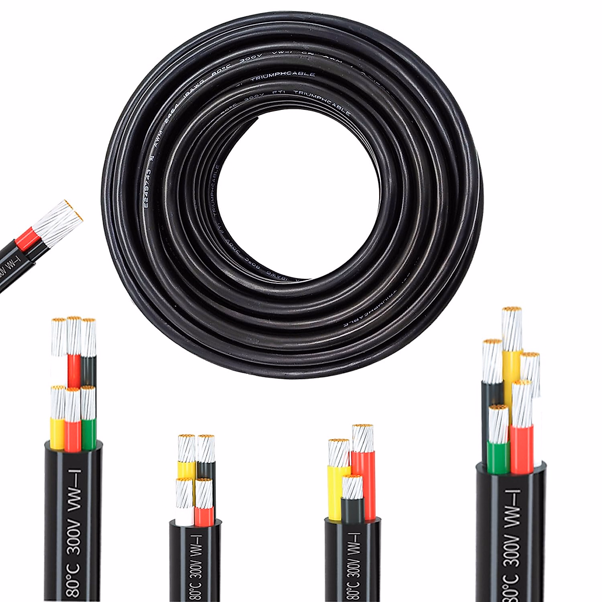 22 Gauge Wire, 5-Conductor Electrical Wire. 22 AWG Stranded Flexible PVC Tinned Copper 22/5 Cord Extension Cable is Used for LED Lamp Lighting, Automotive, Speaker, Audio, Power, etc. (33FT - 10M).