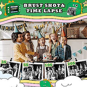 WQ Kids Camera Instant Print, 1080P Dinosaur Digital Print Camera for Kids with Dual Lens,Selfie Video Camera with Phone Connected,Zero Ink Instant Print Camera Ideal Gift for Boys Girls 3-12