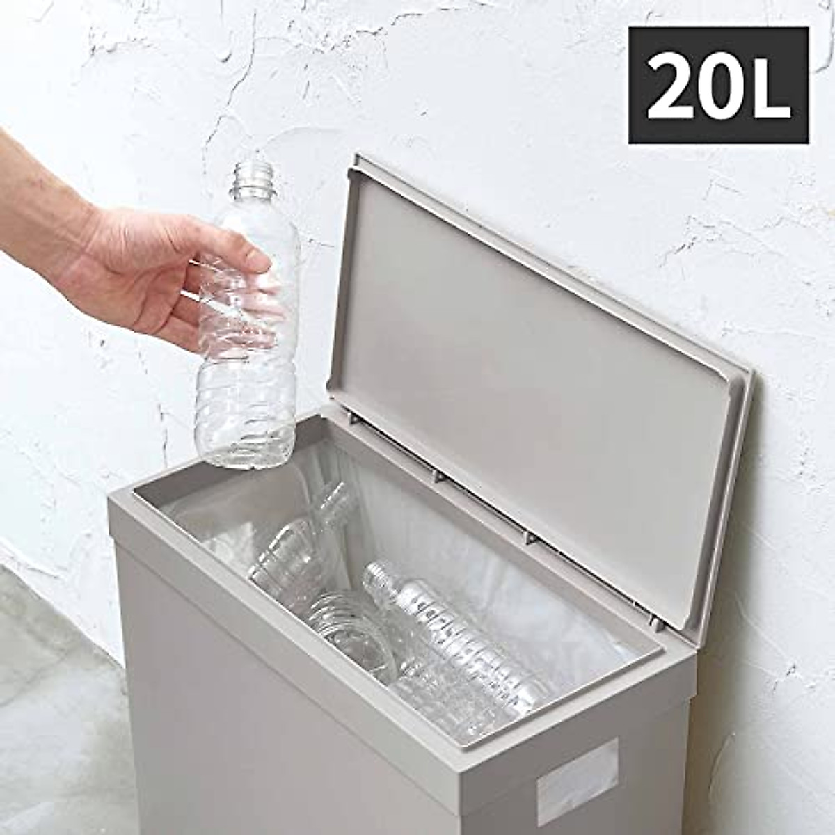 Tenma Co., Ltd. Under Sink Trash Can, Simple Dust Box, Wide Open, 5.3 gal (20 L), Gray