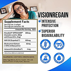 LABO Nutrition VisionREGAIN - Smart Liposomal Delivery, up to 8X Higher Absorption, 20mg FloraGLO Lutein, zeaxanthin, Superba Krill, AstaReal Astaxantin, Supports Vision Health, Blue Light Protection
