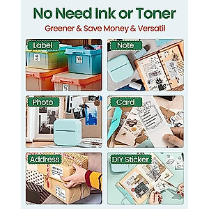 Memolife M02L Mini Printer Sticker Maker - Inkless Printer with 1 Roll Non-Adhesive Paper, Sticker Printer Machine for IOS + Android, Bluetooth Thermal Printer for Organizing Office Documents Printing