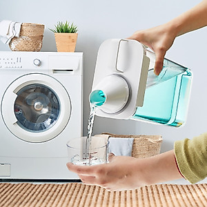 Tanlade 4 Pack Liquid Laundry Detergent Dispenser for Laundry Room Organization, 78 oz Soap Dispenser Storage with Lids, Powder Container Fabric Softener Bleach Powder, Clear