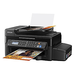 Epson WorkForce ET-4500 EcoTank Wireless Color All-in-One Supertank Printer with Scanner, Copier, Fax, Ethernet, Wi-Fi, Wi-Fi Direct, Tablet and Smartphone (iPad, iPhone, Android) Printing, Easily Refillable Ink Tanks