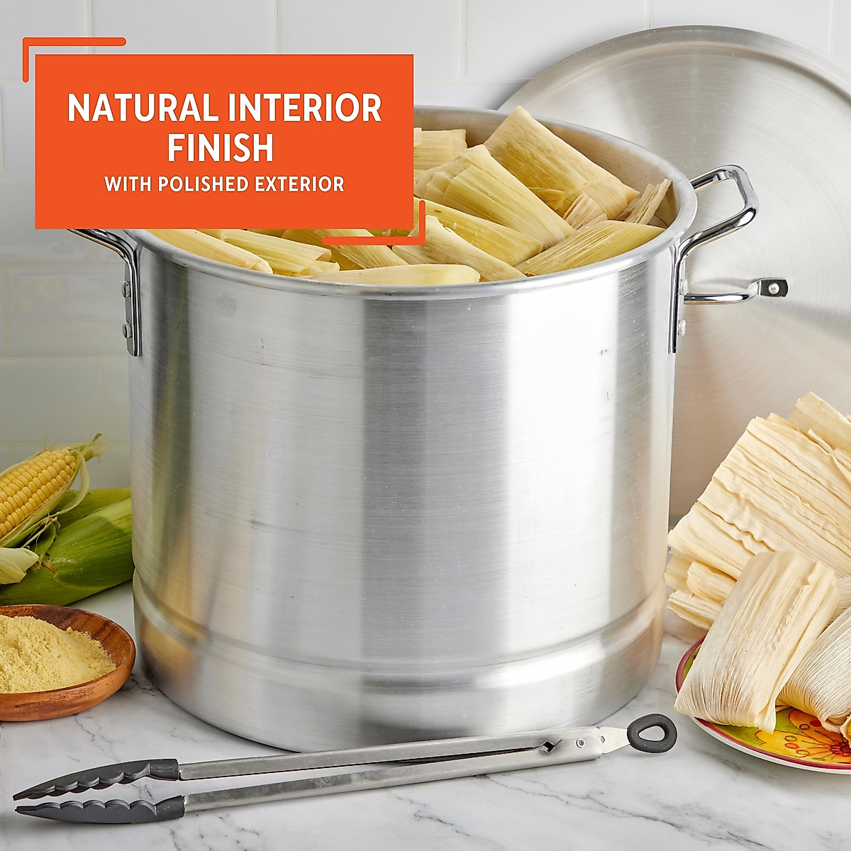 IMUSA USA 28Qt Aluminum Steamer with Lid, 28-Quart, Silver