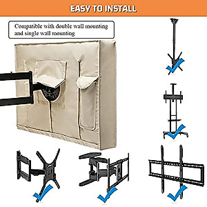 Outdoor TV Cover 40-43 Inches, HOMEYA 600D Heavy Duty Waterproof & Weatherproof TV Screen Protector with Double Zipper, Velcro Seal, Fits Most TV Mounts and Stands, for Outside LED LCD Flat Screen TVs