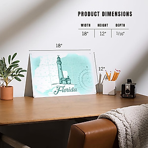 Lantern Press 12x18 Inch Metal Sign, Florida, Lighthouse, Teal, Coastal Icon