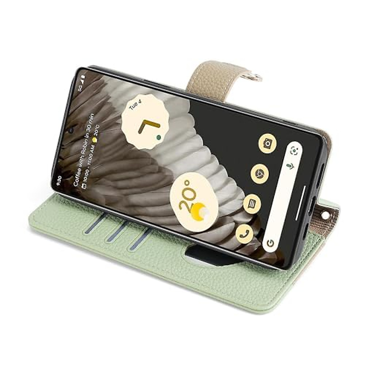 lefeda Wallet Case for Google Pixel 8 Pro/Pixel 8, Luxury Fashion Flip Purse Leather Cover with Card Slots Crossbody Shoulder Strap with Mirror,Green,8