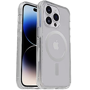 OtterBox iPhone 14 Pro (ONLY) Symmetry Series+ Case - CLEAR , ultra-sleek, snaps to MagSafe, raised edges protect camera & screen