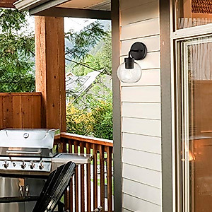 Globe Electric 44431 Bangor 1-Light Outdoor Wall Sconce, Matte Black, Clear Glass Shade