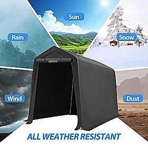 6'x7' Storage Shed,Outdoor Portable Shed Carport,Zipper Storage Shed with Roll-up Door and Vent Window, Heavy Duty Metal Frame Top, Durable Waterproof Shade Tent for Firewood Generator Vehicles