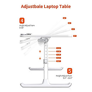Laptop Desk for Bed, SAIJI Lap Desks Bed Trays for Eating Writing, Adjustable Computer Laptop Stand, Foldable Lap Table in Sofa and Couch（23.6 x 13Teak