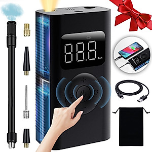 Tire Inflator Portable Air Compressors 150PSI Cordless Tire Inflator Air Pump for Car Tires with Tire Pressure Gauge,Cool Car Accessories,Mini Car Tire Pump Tire Inflator for Car, Motor, Bicycle