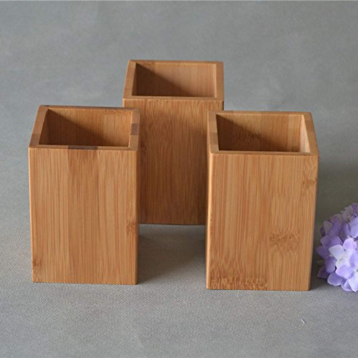 YOSCO Bamboo Wood Desk Pen Pencil Holder Stand Multi Purpose Use Pencil Cup Pot Desk Organizer