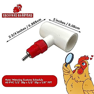 6 Pack Poultry Nipples + PVC Tee Fittings for Automatic Watering System Chicken Duck Quail