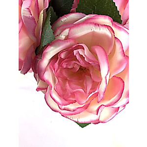 OOKi-Artificial Fake Flowers 1 Bouquet with 6 Silk 6" Big Rose Head Flower Arrangements Wedding Bouquets Decorations Plastic Floral Table Centerpieces Home Kitchen Garden Party Décor (Mauve)