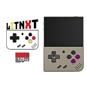Miyoo Mini Plus Handheld Retro Game Console 128G, Linux Cortex-A7 1.2GHz, 3.5-Inch IPS Screen Portable Arcade Rechargeable Games Emulators for Kids Adults (Grey)