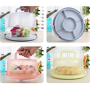 UracoN Round Carrier Plastic Cake Keeper, With Lid And Handle Cake Transport Container Plastic Cake Keeper With Lid Cake Decorating Kit (blue)