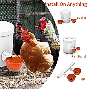 sansheng Large Automatic Chicken Waterer Cups,Thread Automatic Filling Poultry Water Cups with Drill Bit,Automatic Poultry Waterer for DIY Poultry Quail Duck Chicken Bird Drinker(5 Pack)