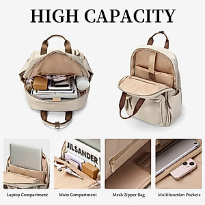 GOLF SUPAGS Laptop Backpack for Women Top-Handle Computer Bag Work Travel College Backpack Purse Fits 14 Inch Notebook (Apricot)