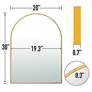 SCWF-GZ 20x30 Arch Mirror Square Wall Mounted Metal Frame Mirrors for Entryway Bedroom Bathroom Living Room 22x30 24x36 inch Black Silver - Gold