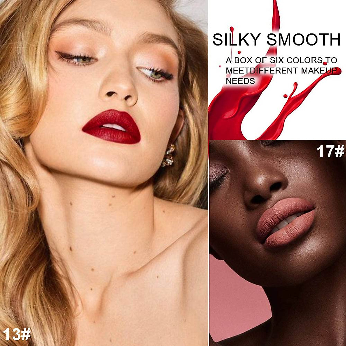 6 Colors Matte Red Wine Liquid Lipstick Pack Set,Wine Lip Tint Long Lasting 24 Hour Waterproof Velvet Nonstick Cup Lipgloss Lip Stain Pigmented Lip Makeup Gift Sets for Girls and Women Labiales