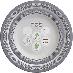 Passover Seder Plate Design Paper Goods Party Set, Party Supplies Disposable Tableware, 9" Plate (24-Pack)