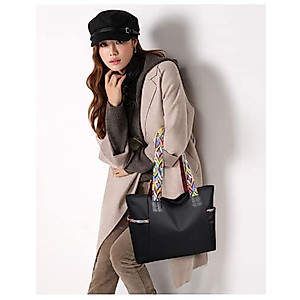 Tekzitfuir Women's Nylon Tote Bags Women Top Handle Shoulder Bag Canvas Handbags Water Resistant Purse for Women (Black)