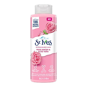 St. Ives Body Wash Refreshing Cleanser Rose Water & Aloe Vera Made with Plant-Based Cleansers & 100% Natural Extracts 16 oz