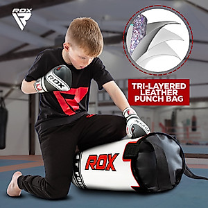 RDX Kids Punching Bag 2FT with Punch Gloves, Heavy Filled Boxing Set, Non Tear Maya Hide Leather Junior Hanging Bag, Kickboxing MMA Grappling Muay Thai Taekwondo Karate BJJ Workout Training
