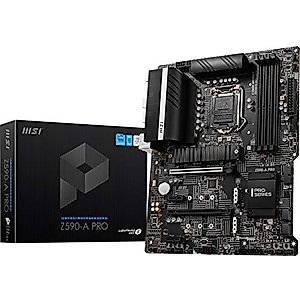 MSI Z590-A PRO ProSeries Motherboard (ATX, 11th/10th Gen Intel Core, LGA 1200 Socket, DDR4, PCIe 4, M.2 Slots, USB 3.2 Gen 2, 2.5G LAN, DP/HDMI)