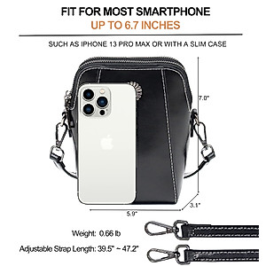 DE'EMILIA CONCEPT Genuine Leather Cell Phone Crossbody Bag for Women, Small Wallet Purse, Lightweight Handbag for Teen Girls