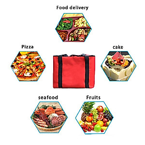 CALIDAKA Insulated Food Delivery Bag, Food Storage Waterproof Oxford Cloth Zipper Ergonomic Pizza Bag Picnic, Reusable Food Warmer Grocery Bag for for Hot/Cold Food, Pizza, Drinks (size:XL)