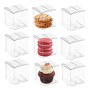 Nicunom 120 PCS Clear Favor Boxes, 2" x 2" x 2" Plastic Favors Boxes Gift Boxes Transparent Cube Boxes Single Individual Packaging for Macaron Candy Minigifts Wedding Party Baby Shower