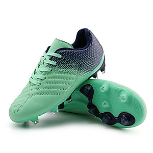 brooman Kids Soccer Cleats Boys Girls Athletic Outdoor Football Shoes (2,Green Navy)