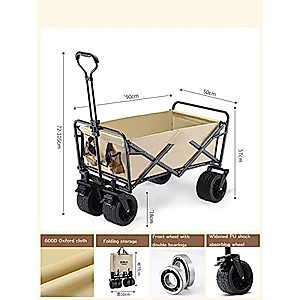 Collapsible Wagon, Outdoor Folding Camping Wagons, Grocery Portable Utility Cart, Adjustable Rolling Carts, All Terrain Sports Wagon with Big Wheels,