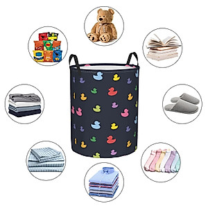 Foruidea Duckies Pitch-Dark Blue Laundry Basket,Laundry Hamper,Collapsible Storage Bin,Oxford Fabric Clothes Baskets,Nursery Hamper For Home,Office,Dorm,Gift Basket