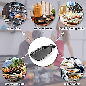 Black Stainless Steel Spoon Rest for Kitchen Stove Top, Herogo Large Cooking Utensil Spatula Ladle Holder with Square Bottom, Kitchen Accessories for Kitchen Countertop, Heavy Duty, Dishwasher Safe