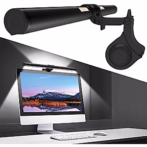 OOWOLF Monitor Light Bar, Screen Light Bar,CRI≥95 Desk Lamp for Eye-Caring,No Glare,Dual Light,Filter Blue-Light,3-Color Mode,Memory Dimming,e-Reading Task Lamp,Computer Light for Desk/Office/Home