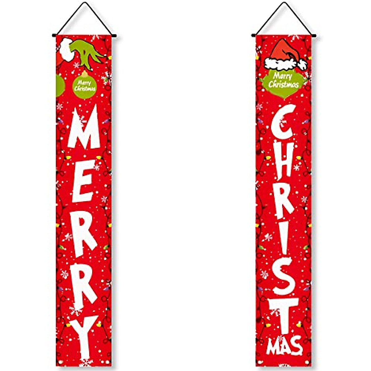 Varkululx Grinch Christmas Decorations - Jumbo Porch Banner Sets