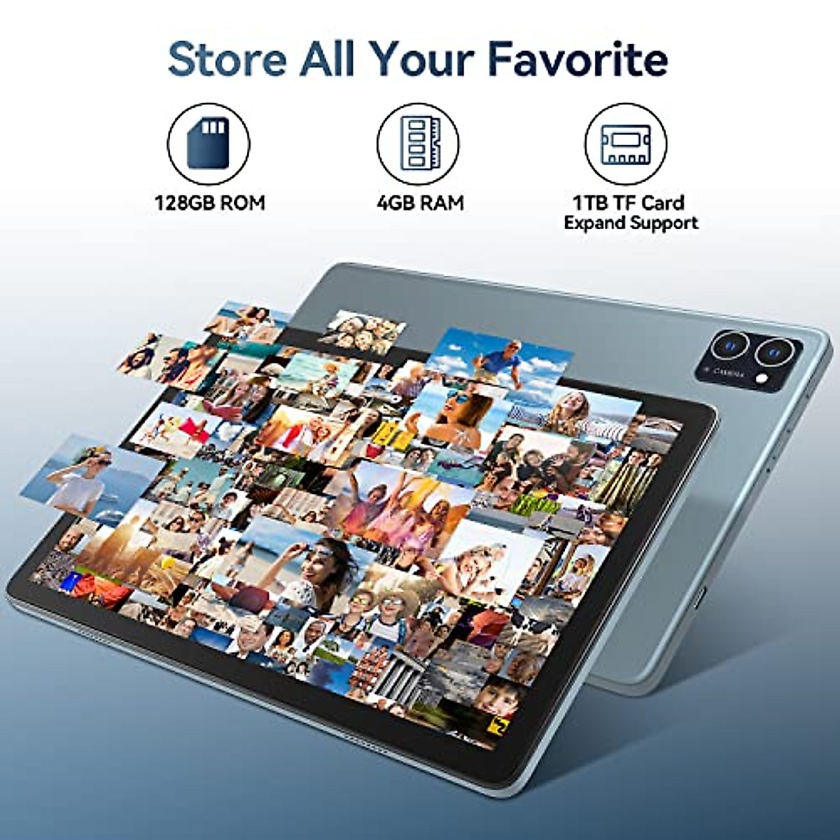 Tablet 2023 Newest Android Tablet 10 inch, Octa-Core 5G WiFi Tablet with Keyboard, 128GB + 4GB + 1TB Expandable Storage, Large Touch-Screen Tablet, 13MP Dual Camera/Bluetooth/GPS/HD Display/Mouse/Case