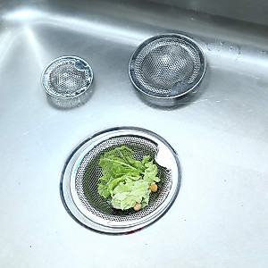 Fayonnir Stainless Steel Drain Strainer, 2 Pieces Drain Strainer Perfect for Kitchen Sink, Strainer Shower, Bathtub, Available in Three Sizes (Large)