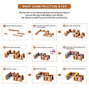 Wondertoys 239 Pieces Real Wood Logs Set Ages 3+, Classic Building Log Gift Set for Boys/Girls– Creative Construction Engineering - Top Blocks Game Kit - Preschool Education Toy
