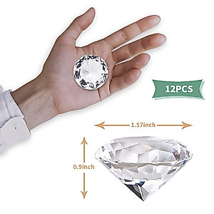 EDEVOLUTION 12 Pack Diamond Place Card Holders Stands, Sturdy Acrylic Table Numbers Card Holder, Crystal Harp-Clip Place Name Photo Card Holders for Party Wedding Table Decorations