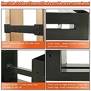 Gardguard Outdoor Firewood Racks - 2 Pack Log Storage Rack Bracket Kit, Rust Free Heavy Duty Steel Adjustable Length Outside Fireplace Wood Holder with Screws, and Hooks (Dark Bronze Green)