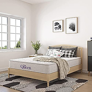 NapQueen 6 Inch Innerspring Queen Size Medium Firm Support Relief Mattress, Bed in a Box, White