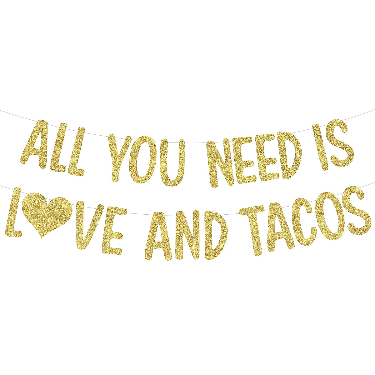 Mexican Fiesta Bridal Shower Decorations, All You Need is Love and Tacos Banner Gold for Cinco De Mayo Bachelorette Party Engagement Wedding Supplies